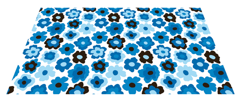 Blue poppy floral vinyl rug