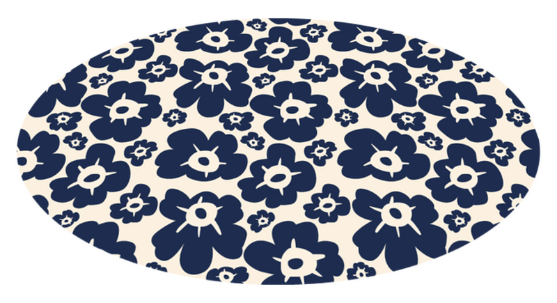 Dark blue poppy floral rug