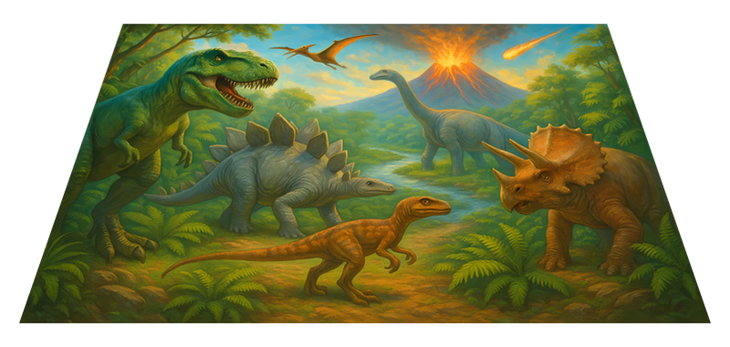 Uitsterven van de dinosaurussen dieren vinyl tapijt