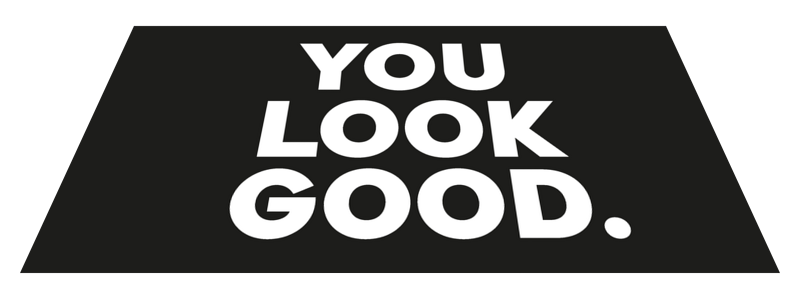"You look good" text bathroom mat
