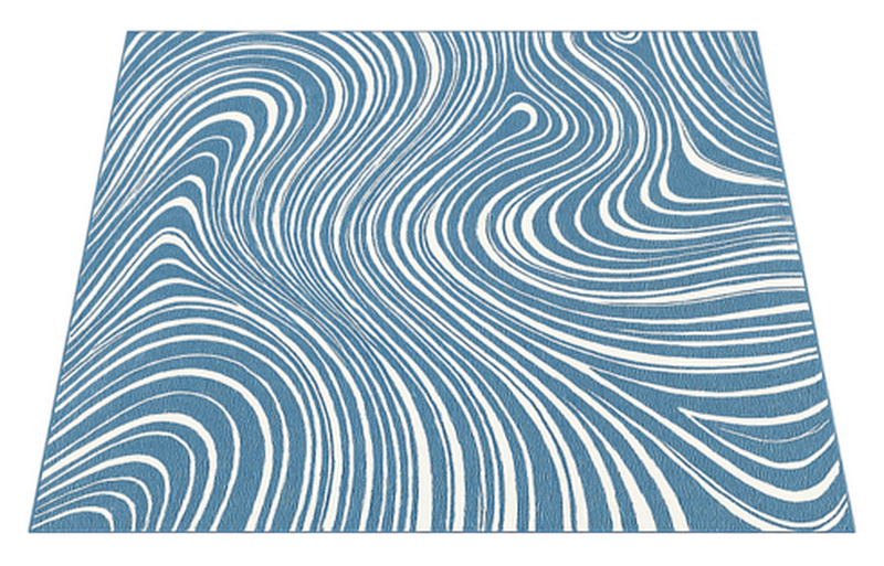 Abstract blue waves outdoor rug