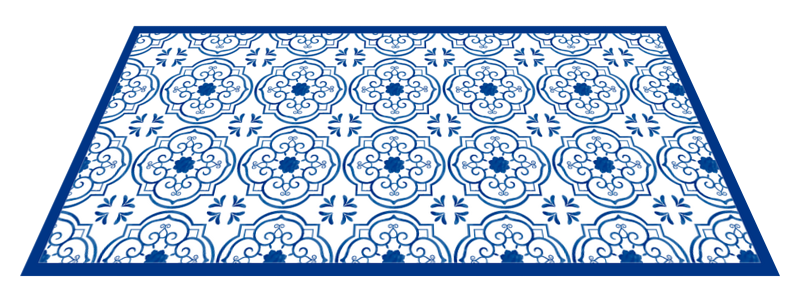 Blue shapes mandala vinyl rug - TenStickers