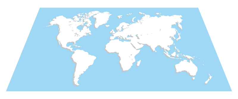 World map in blue rectangular vinyl rug - TenStickers