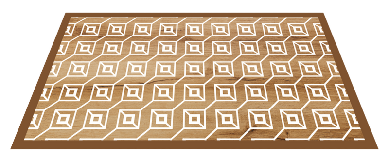 Vita kuber mönster med trä textur kakel matta - Tenstickers