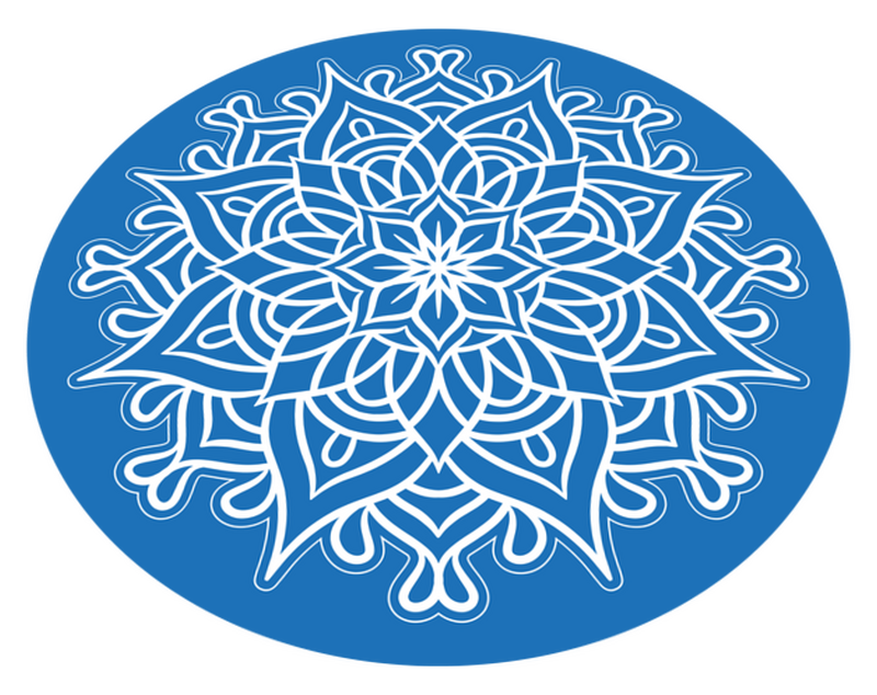 Intricate blue composition mandala vinyl carpet