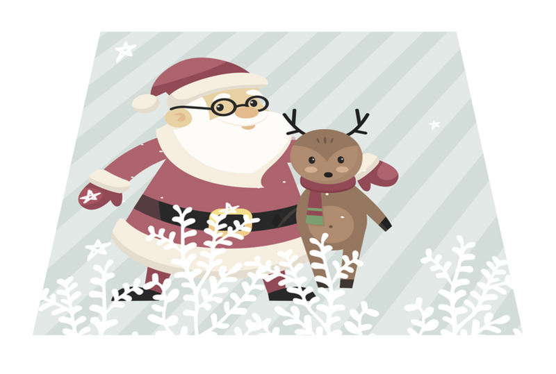 Santa and Reindeer christmas rug