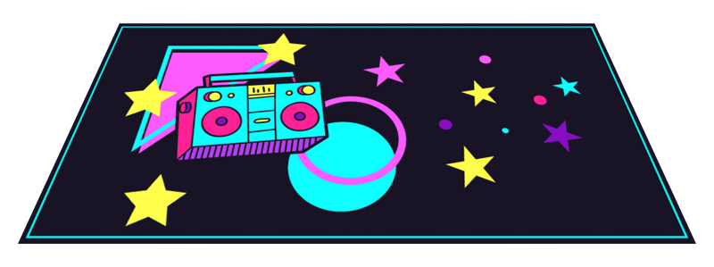 Colorful Boombox Graphic vintage rug