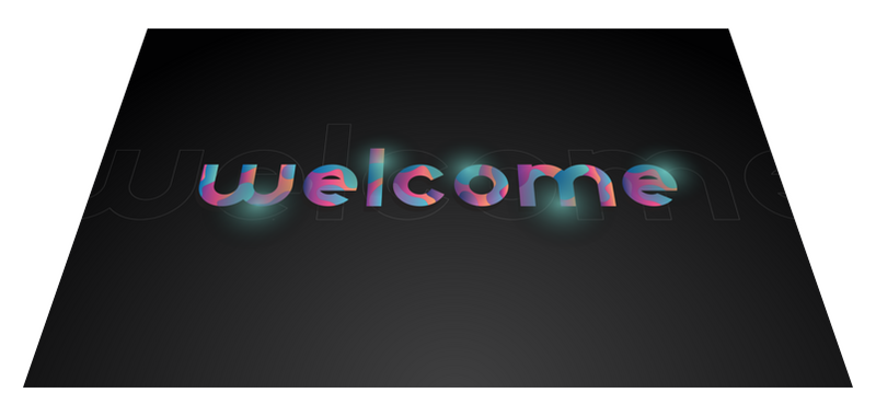 Colorful Welcome Text entrance hall rug