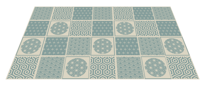 Tapis mosaique vinyle blocs de motifs géométriques