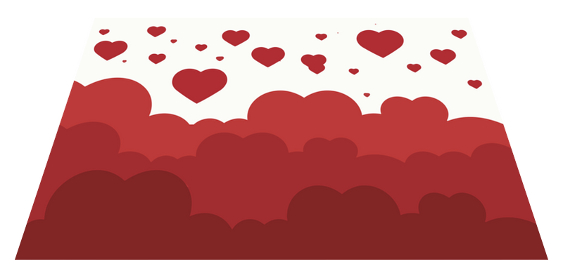 Red heart cloud pattern bedroom vinyl rug - TenStickers
