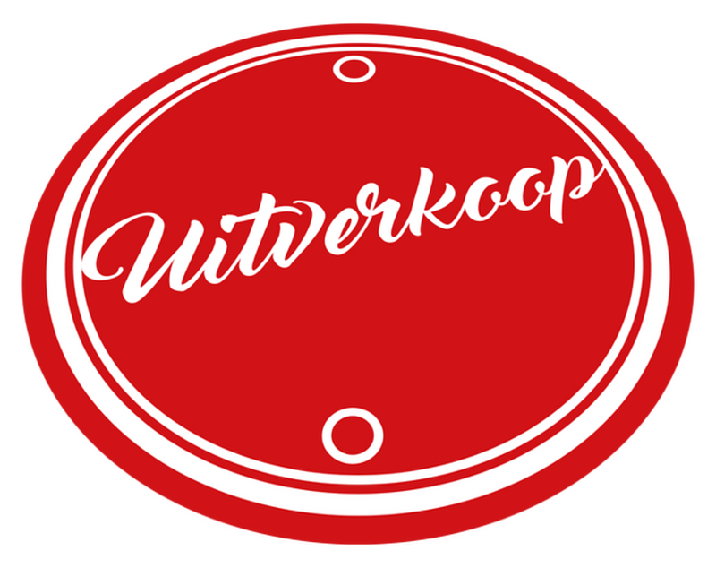 Rode cirkel tekst verkoop vinyl tapijt - TenStickers