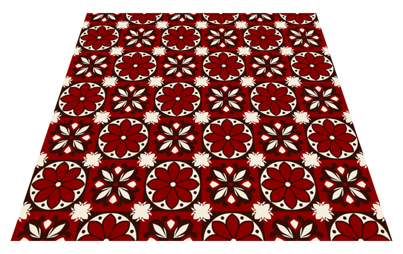Vintage tile pattern red rug