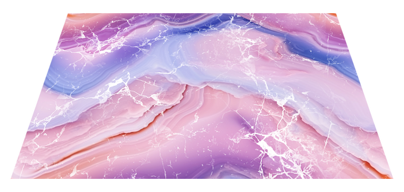 Tapis vinyle marbre nuances violettes et roses