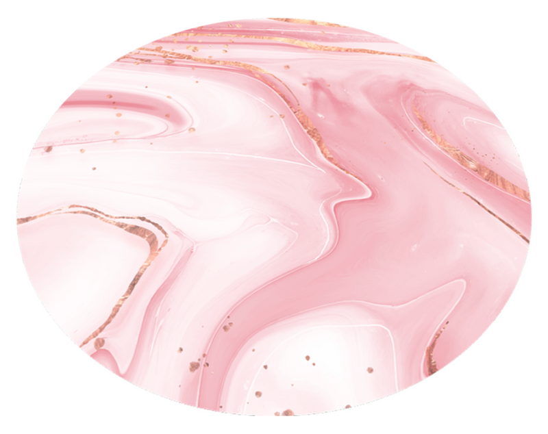 Round shaped pink & white colors marble rug