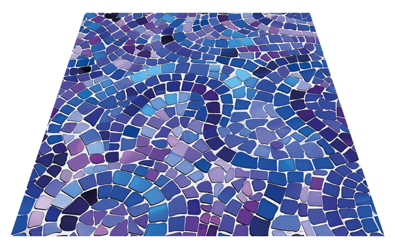 Alfombra vinilo azul efecto mosaico