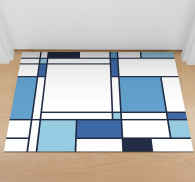 Nordiske stil blå firkanter nordiske tæpper - TenStickers