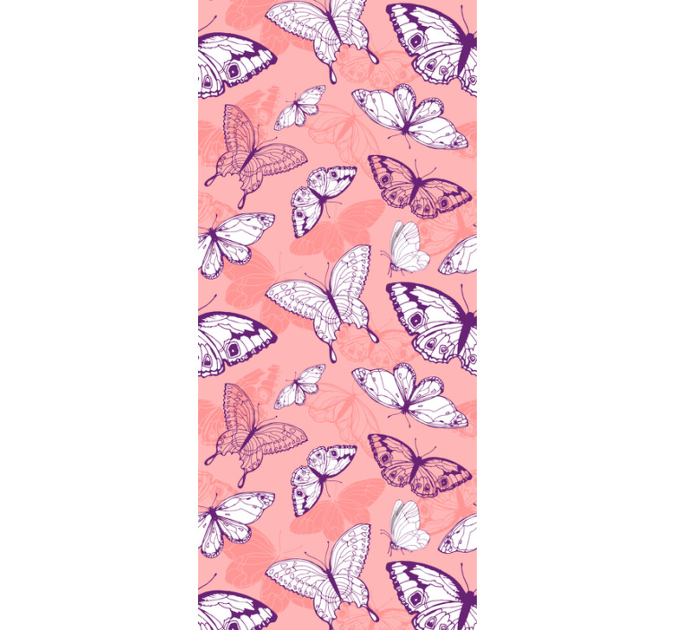 Flying pink motif butterfly wallpaper