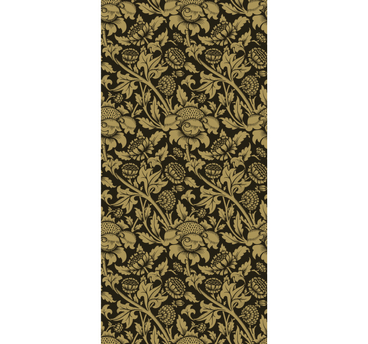 Gyldent grønt tema blomstret tapet