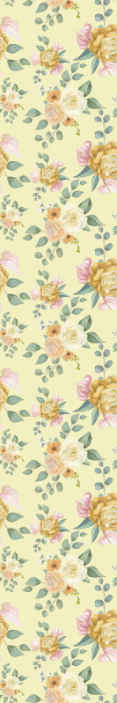 Yellow roses vintage style leaves wallpaper - TenStickers