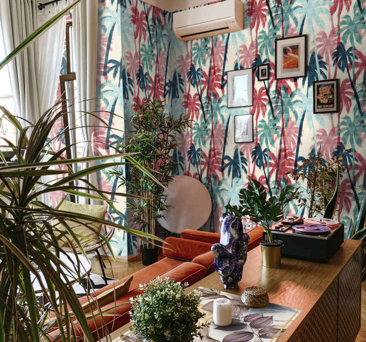 Vibrant palm canopy jungle wallpaper