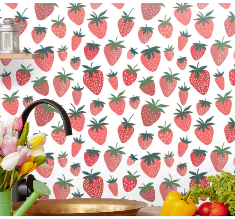 Sweet Strawberries kitchen wallpaper