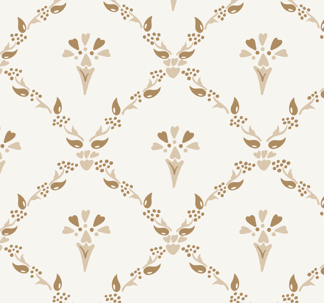 hexagonal floral pattern beige Wallpaper