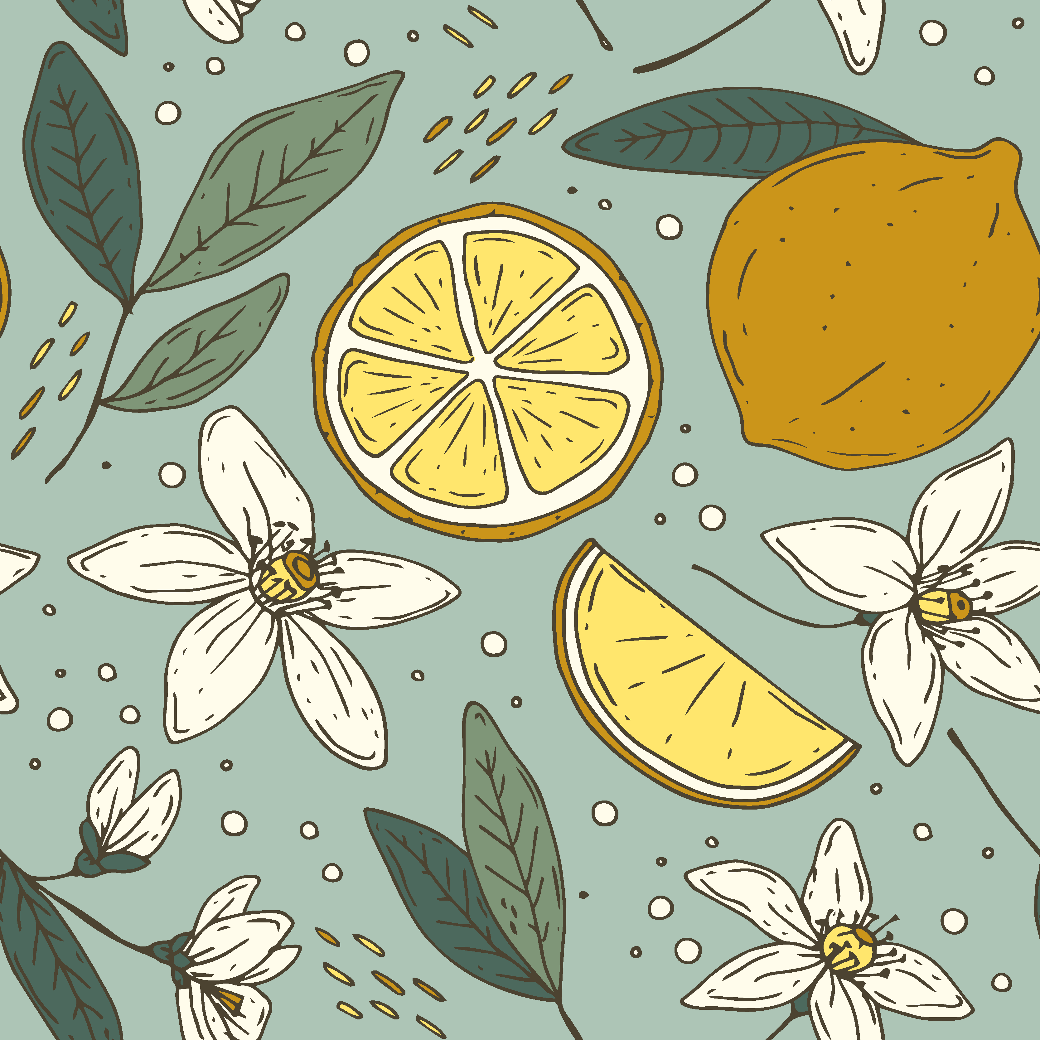 Colorful Lemon Pattern kitchen wallpaper