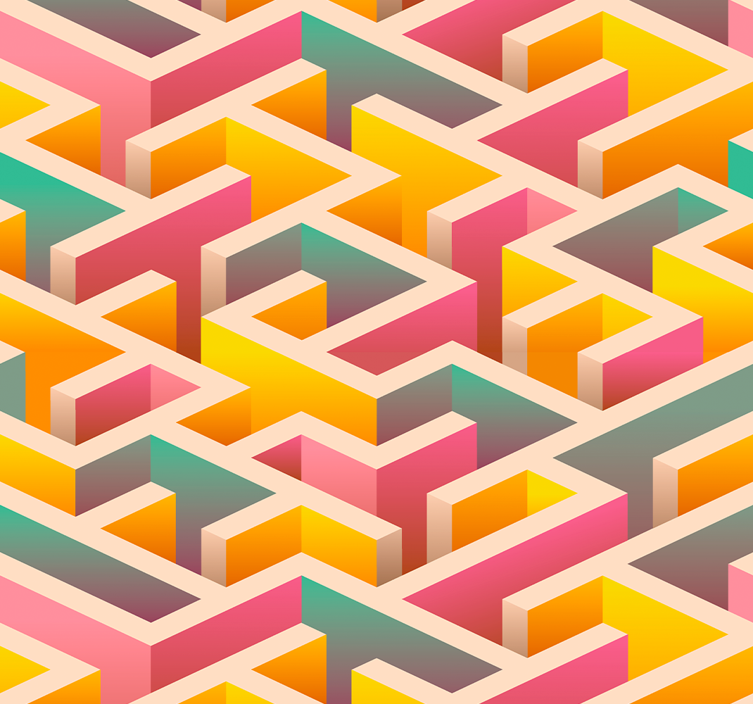Geometric wallpaper with labyrinth - TenStickers