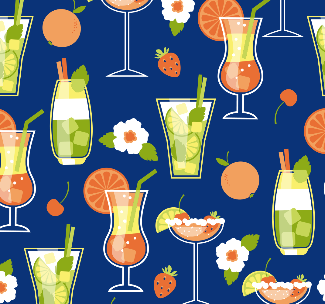 Vintage cocktails pattern kitchen wallpaper - TenStickers