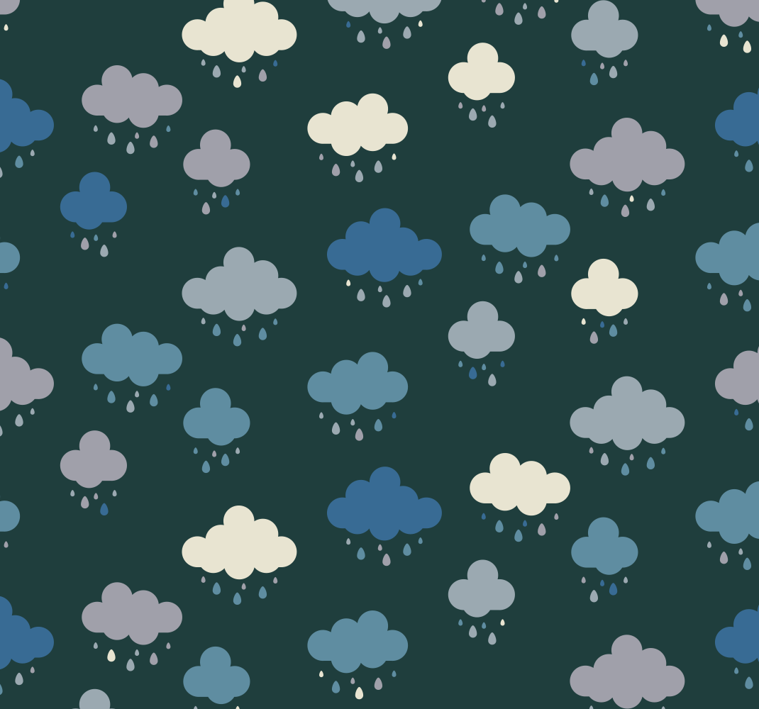 Cloudy Rain Scene nursery wallpaper