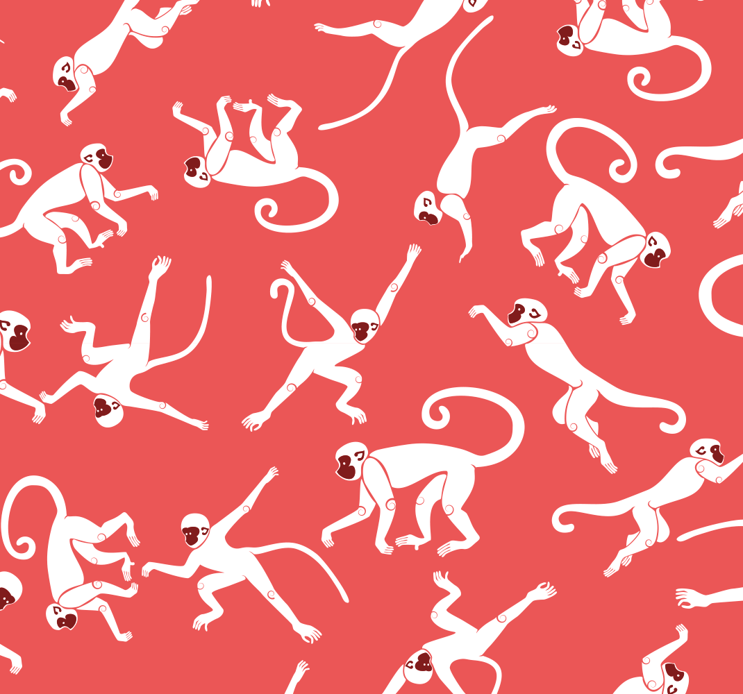 Red monkeys pattern cute animal wallpaper
