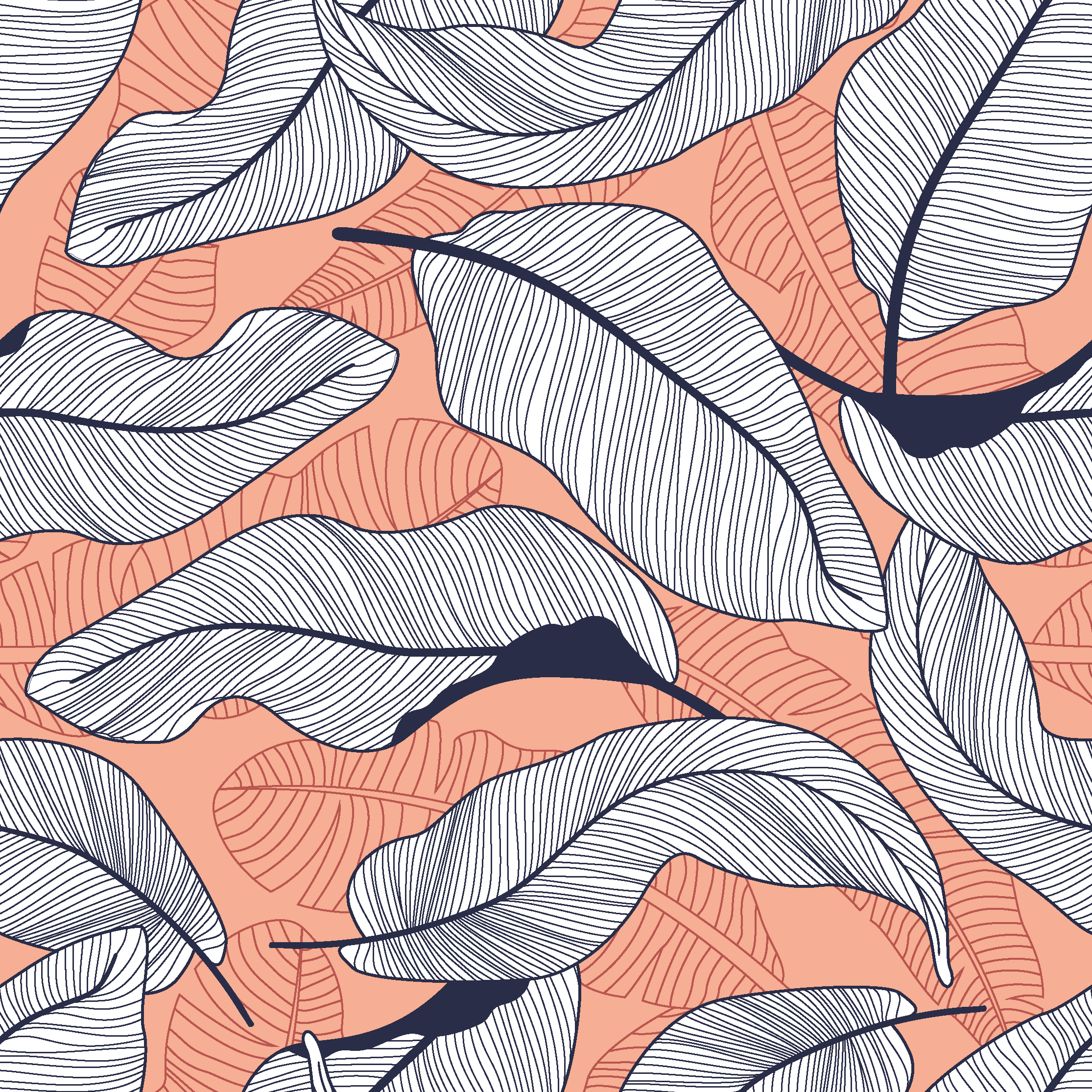 Muted foliage pattern leaf wallpaper