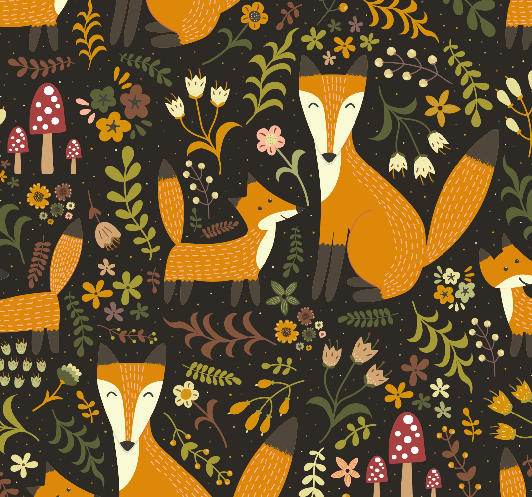 Cute Fox Bedroom Wallpaper - TenStickers