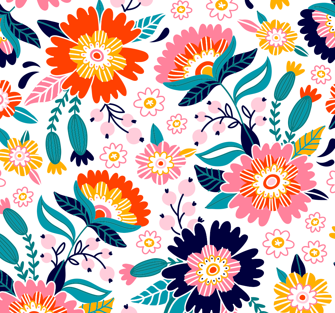 Colorful floral motif flower wallpaper