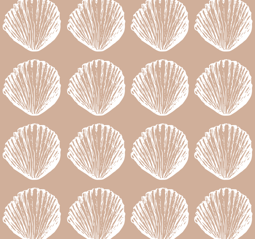 Retro Seashell Pattern beige Seashell wallpaper - TenStickers