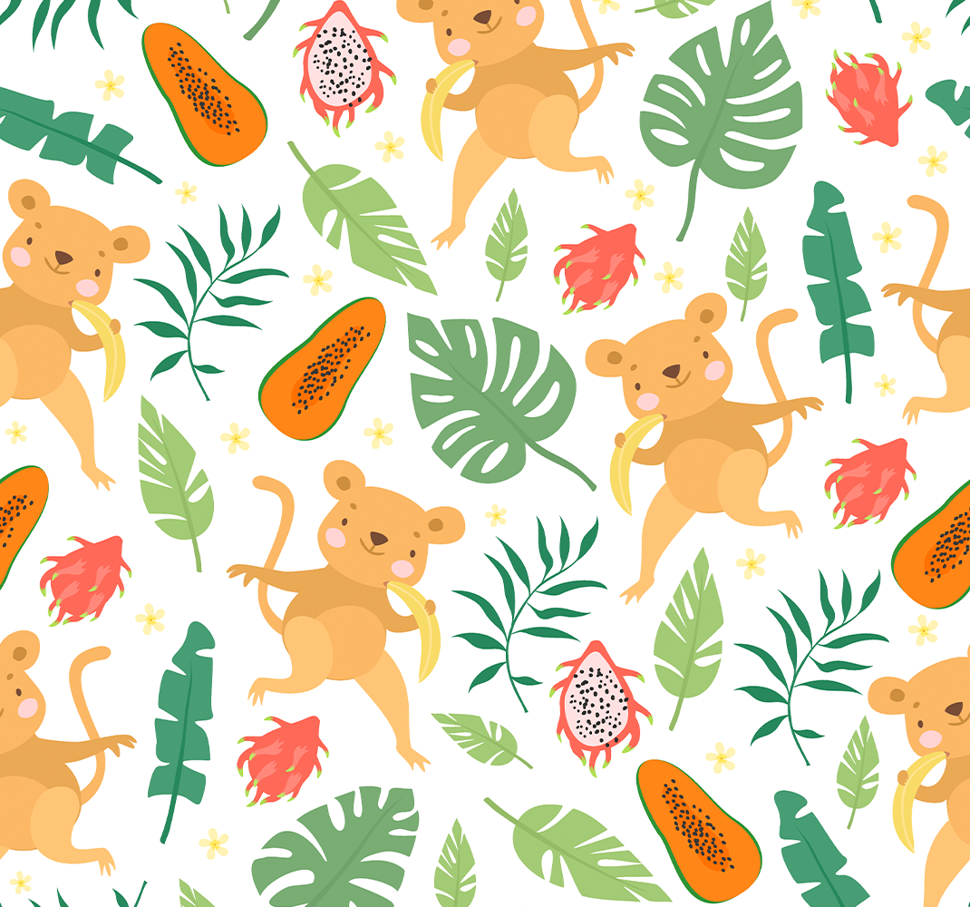 Monkey jungle motif animal wallpaper