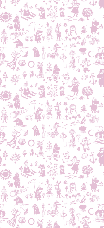 Vaaleanpunainen muumi täynnä Tapetti lastenhuoneeseen - Tenstickers