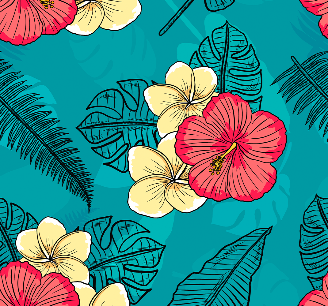 Tropical Hibiscus Pattern flower wallpaper