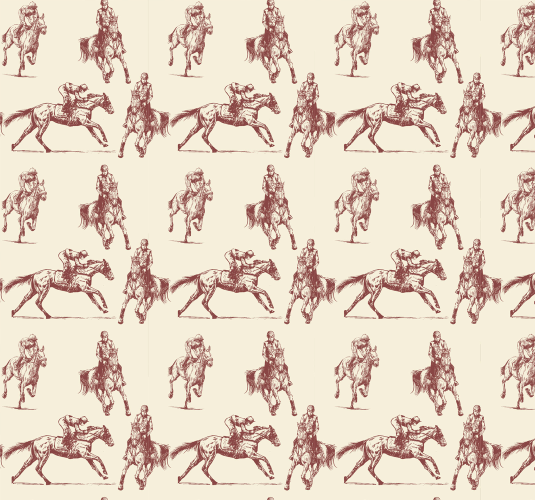 Beige and brown horse pattern wallpaper for office - TenStickers