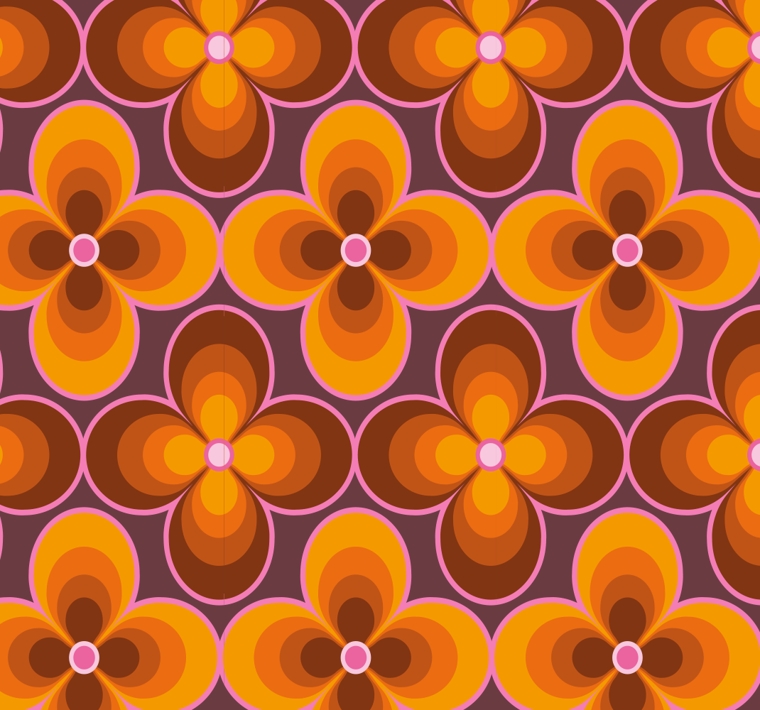 Flower retro groovy pattern vintage wallpaper