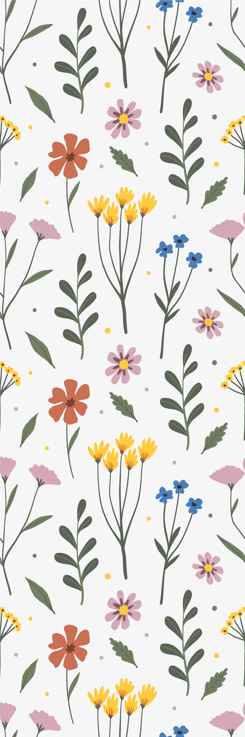 Garden multicolor flowers pattern Bedroom Wallpaper - TenStickers