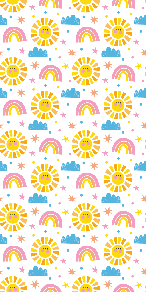 Cheerful Sunshine Rainbow wallpaper for the nursery