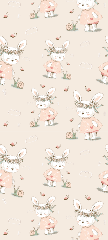 Mythical Rabbit Motif nursery wallpaper