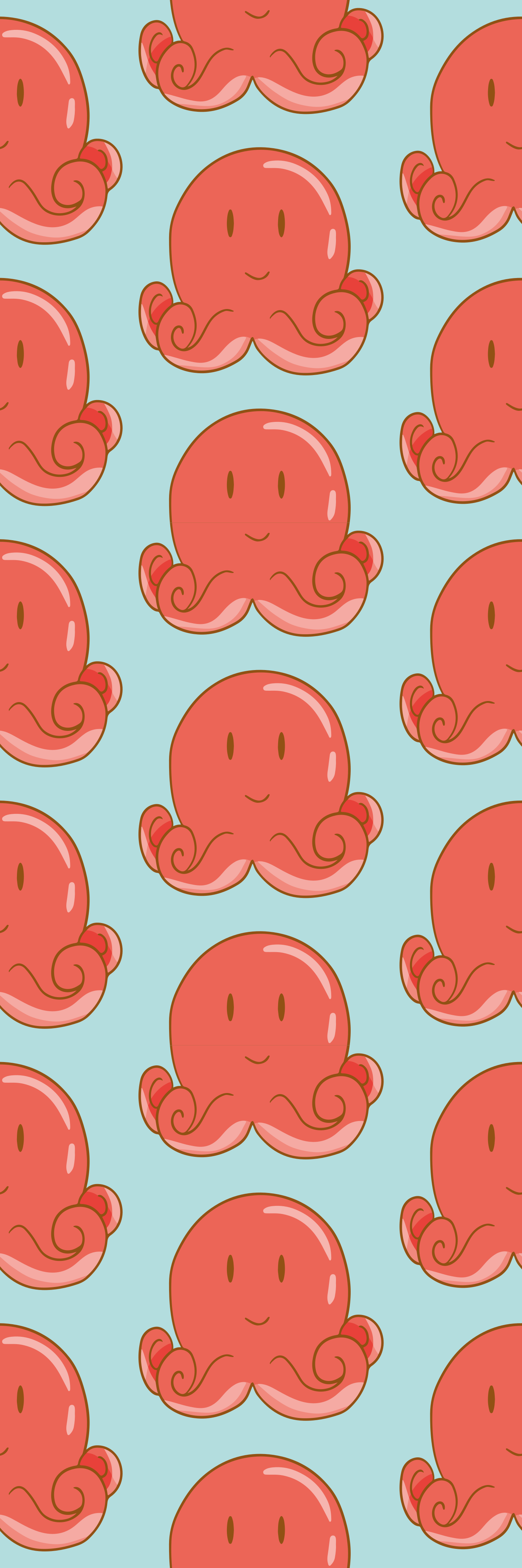 Red octopus design cute animal wallpaper