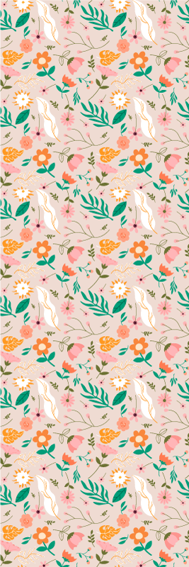 Blooming pattern and feathers flower wallpaper