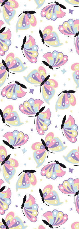 Renkli doodle kelebek deseni bebeğin duvar kağıdı - TenStickers