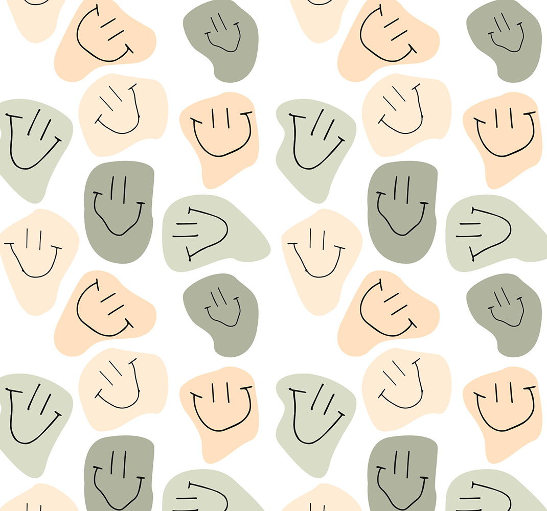 Simple neutral colors smiley faces teenage wallpaper - TenStickers