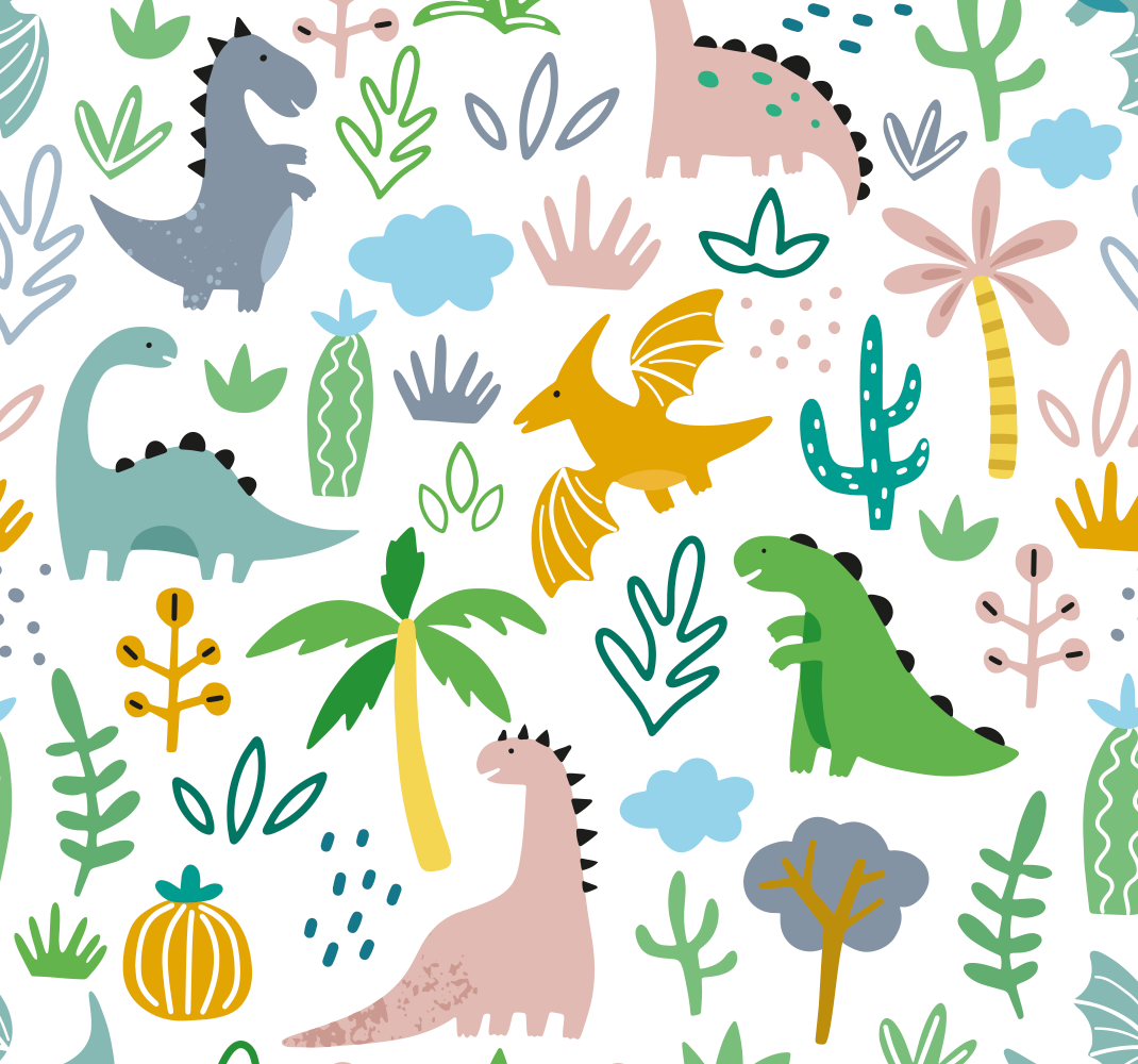 Scandinavisch Jurassic patroon dino behang - TenStickers
