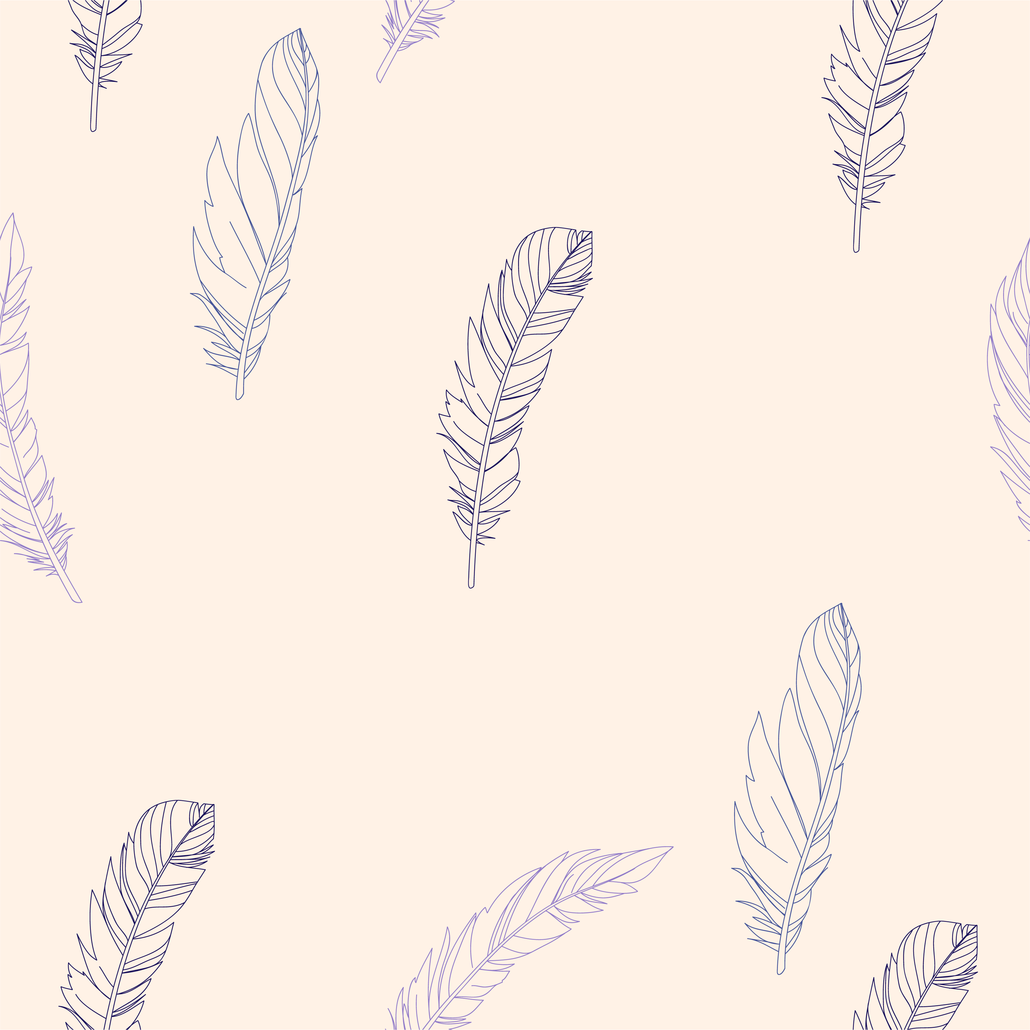 Minimalistic Feathers Pattern Living Room Wallpaper - TenStickers