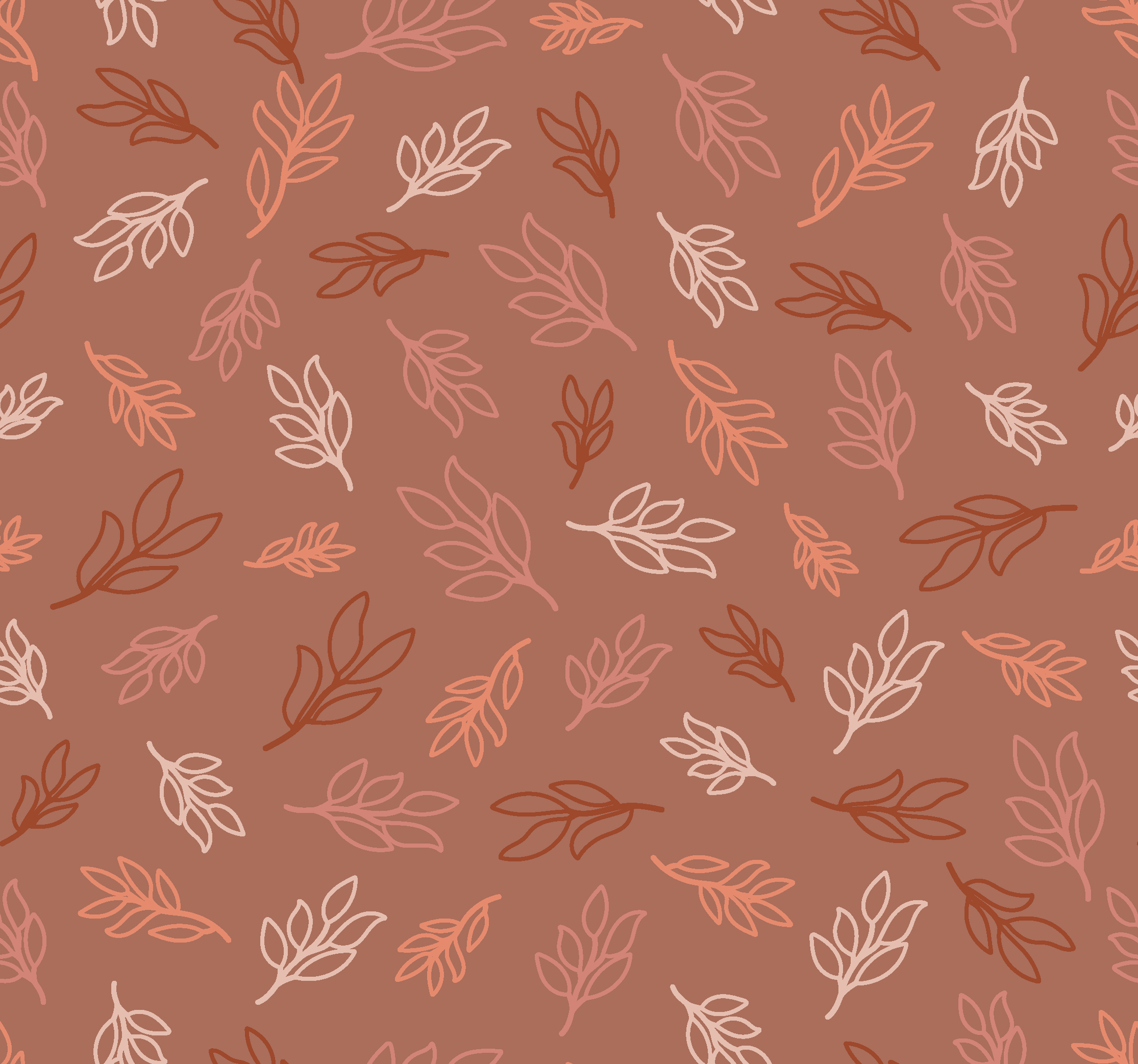 Leaves pattern terracotta wallpaper